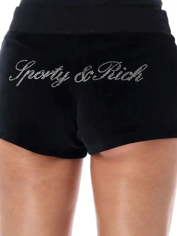 Sporty & Rich Cotton Shorts With Drawstring Waist And Rhinestone Logo