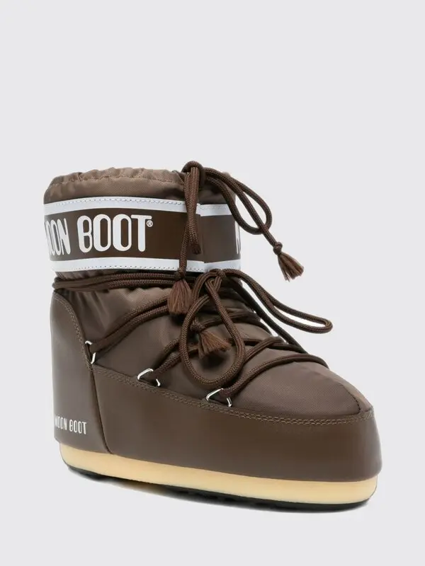 Moon Boot Low Nylon Snow Boots With Logo And Adjustable Laces - Brown