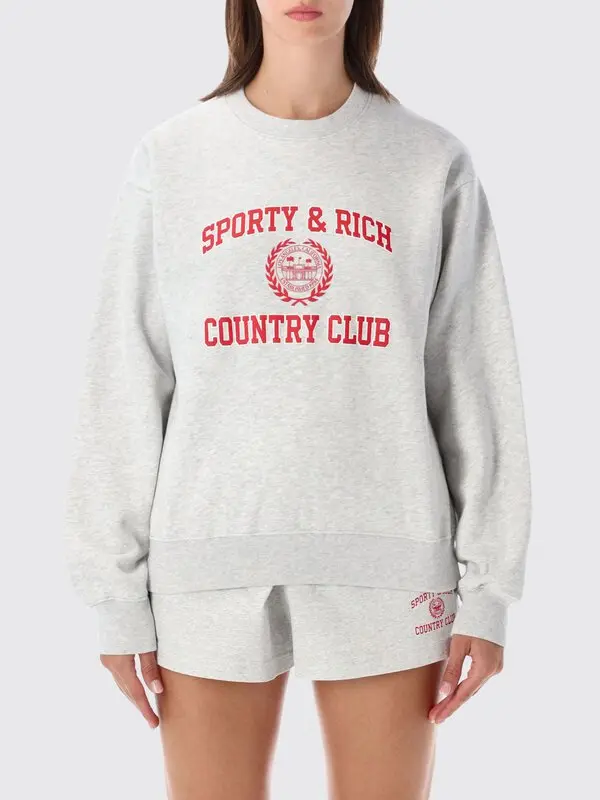 Sporty & Rich Crewneck Cotton Jersey Jumper With Contrast Logo