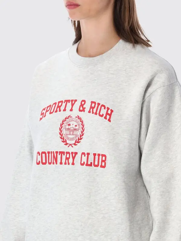 Sporty & Rich Crewneck Cotton Jersey Jumper With Contrast Logo