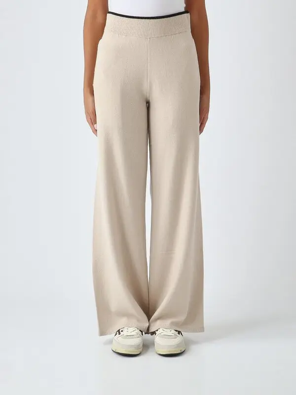 Pinko High-waisted Wool And Cashmere Knit Palazzo Trousers
