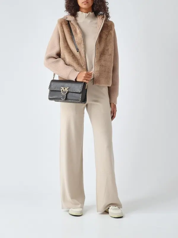 Pinko High-waisted Wool And Cashmere Knit Palazzo Trousers