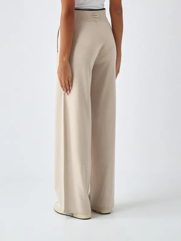Pinko High-waisted Wool And Cashmere Knit Palazzo Trousers