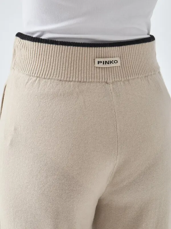 Pinko High-waisted Wool And Cashmere Knit Palazzo Trousers