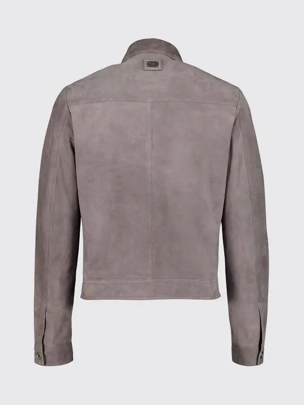 Dolce & Gabbana Slim Fit Suede Lambskin Jacket With Zip Closure
