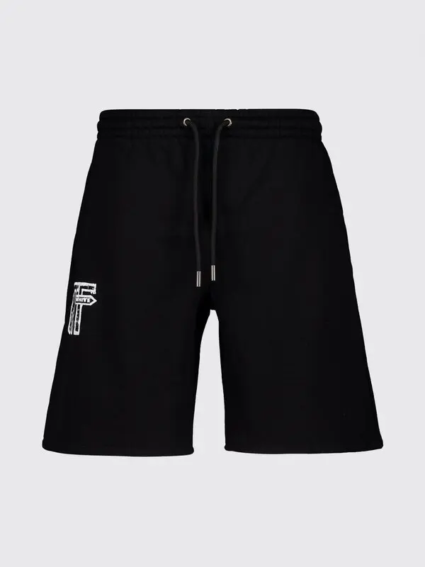 Off-White Cotton Sport Shorts With Diag Logo And Drawstring Waist
