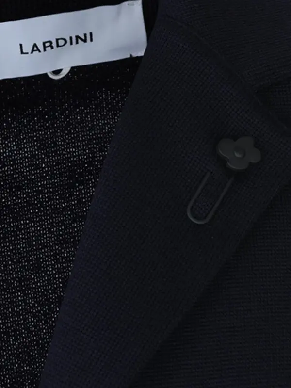 LARDINI Single-breasted Virgin Wool Blazer With Lapels And Patch Pockets - Blue