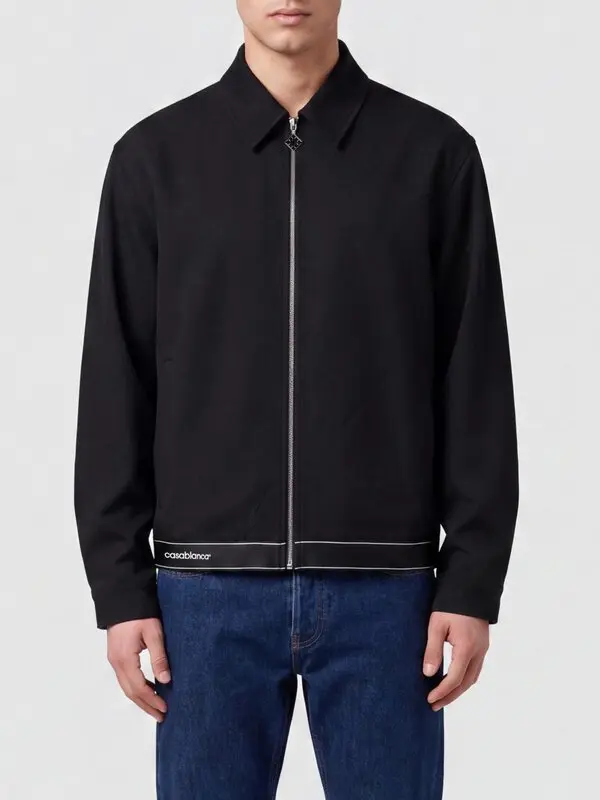 Casablanca Wool Shirt Jacket With Classic Collar And Zip Closure