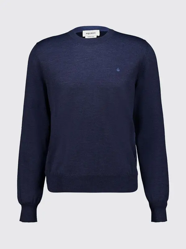 Alexander McQueen Slim-fit Wool Crewneck Jumper With Embroidered Logo