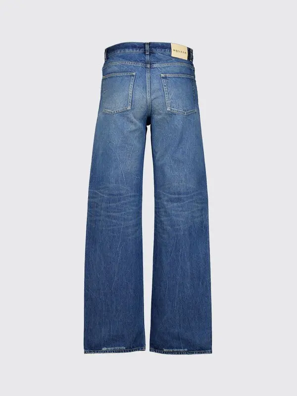 Alexander McQueen Wide-leg Distressed Denim Jeans In A Five-pocket Style