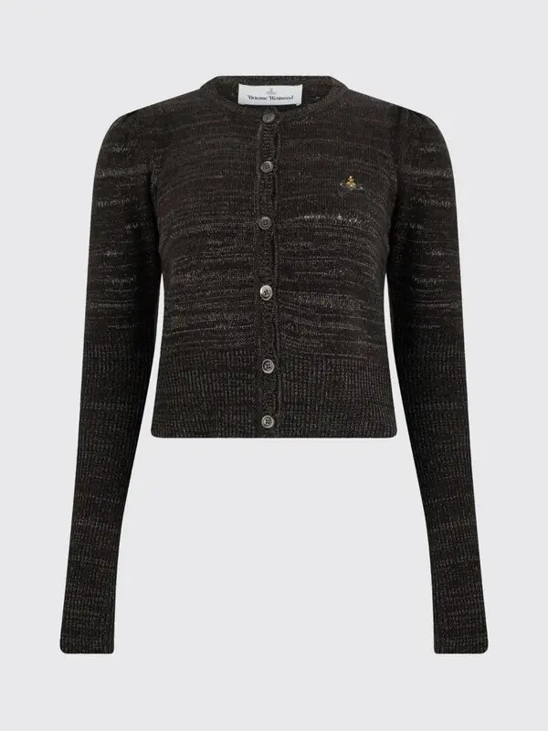 VIVIENNE WESTWOOD Slim Fit Jersey Cardigan With An Embroidered Orb Logo - Cocoa