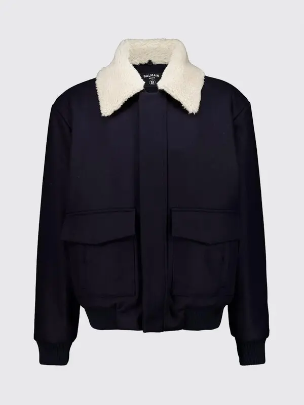 Balmain Wool And Cashmere Blend Bomber Jacket With Removable Fur Collar