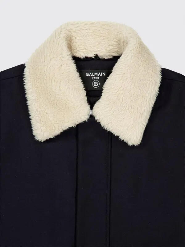 Balmain Wool And Cashmere Blend Bomber Jacket With Removable Fur Collar