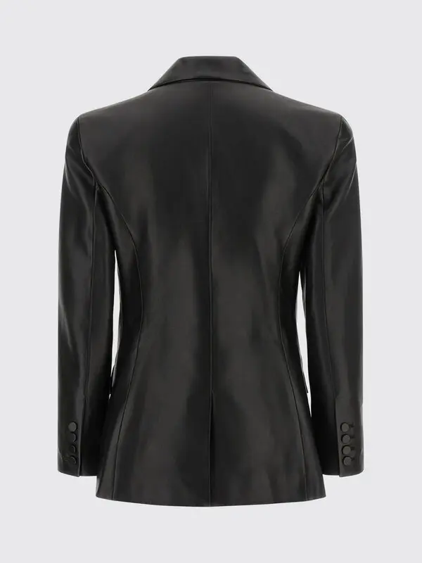 Balmain Slim Fit Cropped Lambskin Leather Blazer With Peak Lapels