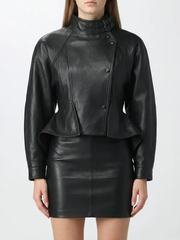Balmain Lambskin Leather Biker Jacket With Asymmetrical Fastening
