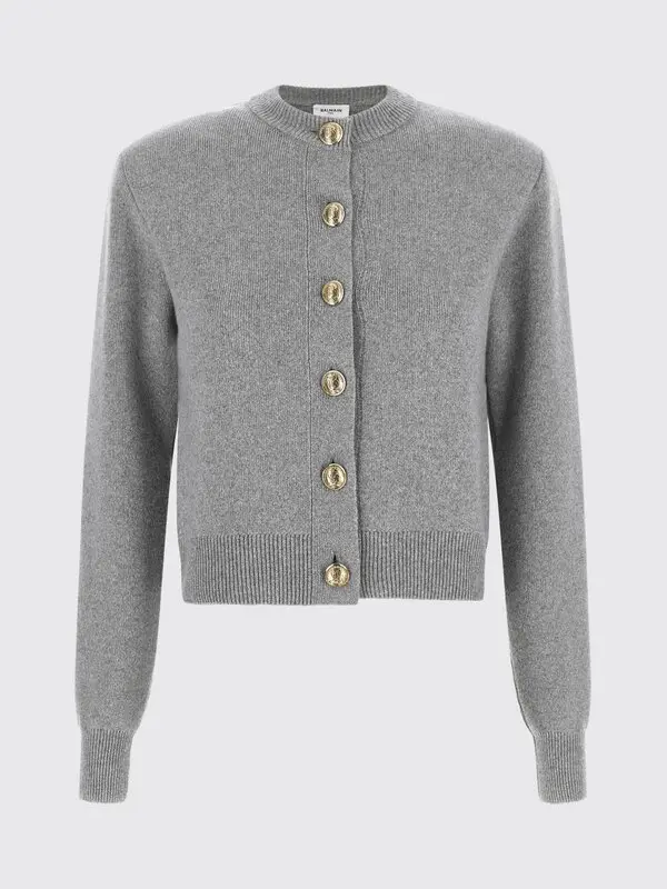Balmain Crewneck Cardigan In Mohair And Cashmere Blend With Buttons