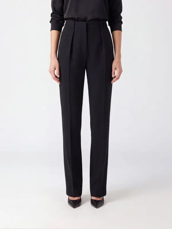 Elisabetta Franchi High-waisted Straight Leg Tailored Crêpe Trousers - Black