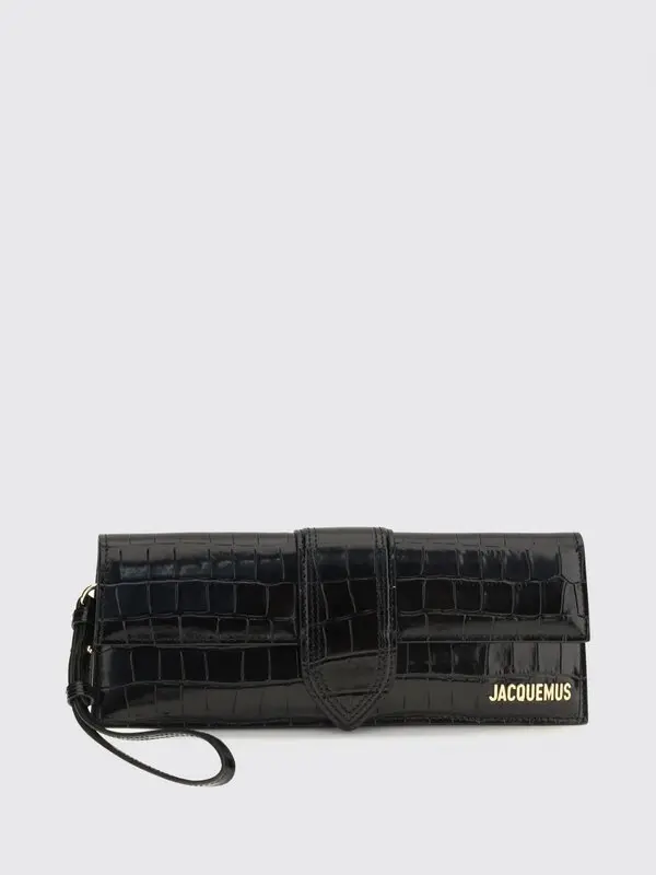 Jacquemus Bambino Crocodile-effect Leather Clutch With Metallic Logo