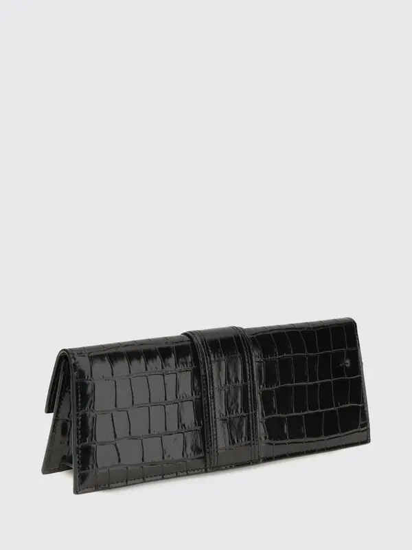 Jacquemus Bambino Crocodile-effect Leather Clutch With Metallic Logo