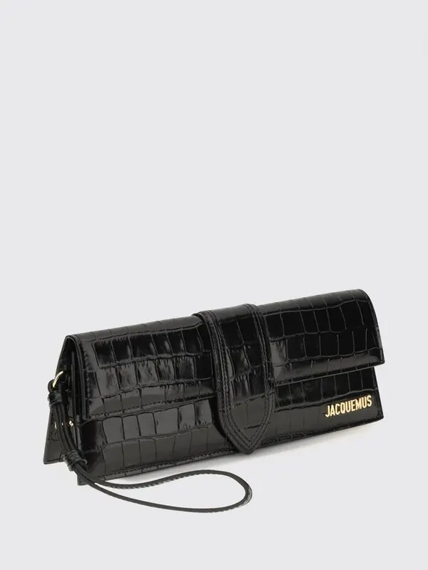 Jacquemus Bambino Crocodile-effect Leather Clutch With Metallic Logo