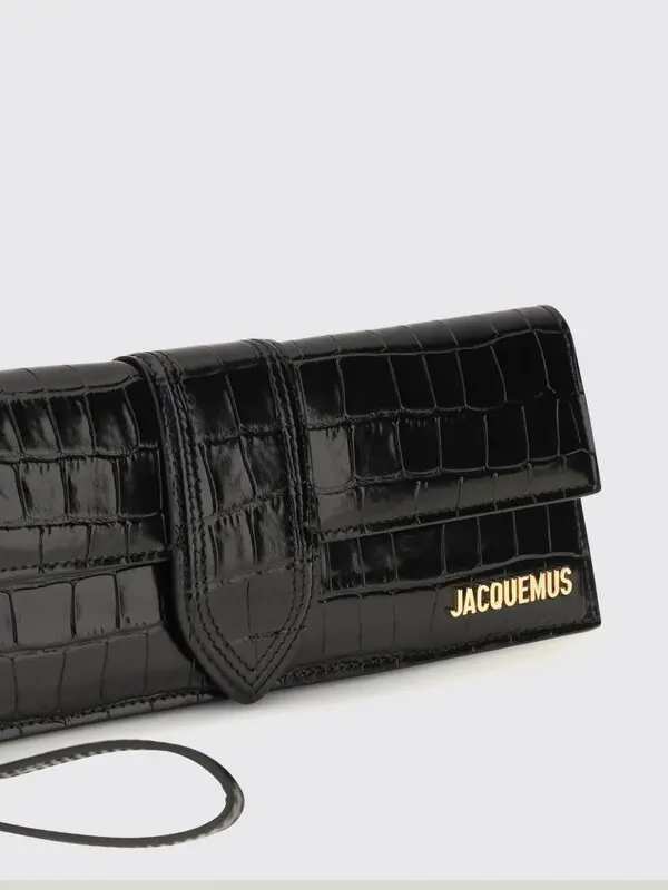 Jacquemus Bambino Crocodile-effect Leather Clutch With Metallic Logo