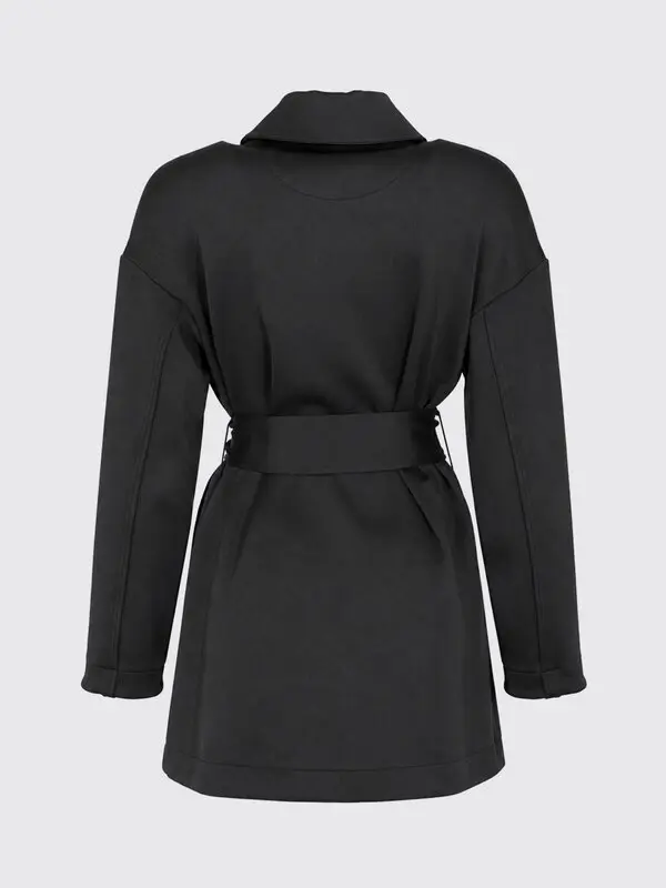 Max Mara Short Crêpe Shirt Jacket With Tie-waist Belt - Black