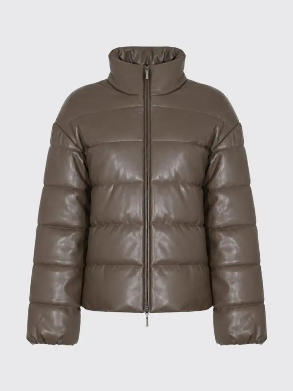 Max Mara Short Padded Faux Leather Jacket With High Neck