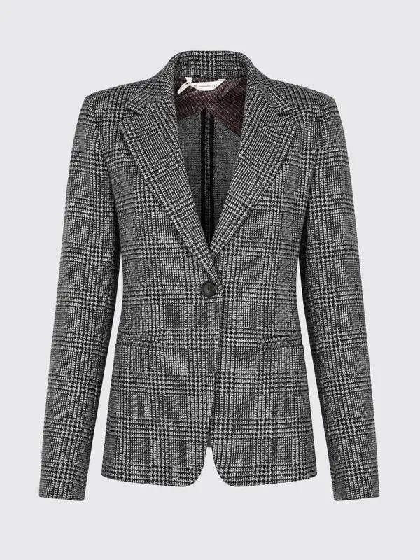 Max Mara Single-breasted Prince Of Wales Check Blazer In Viscose Blend - Grey