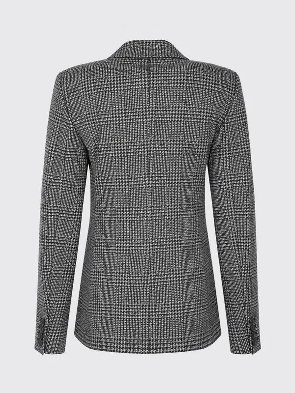 Max Mara Single-breasted Prince Of Wales Check Blazer In Viscose Blend - Grey