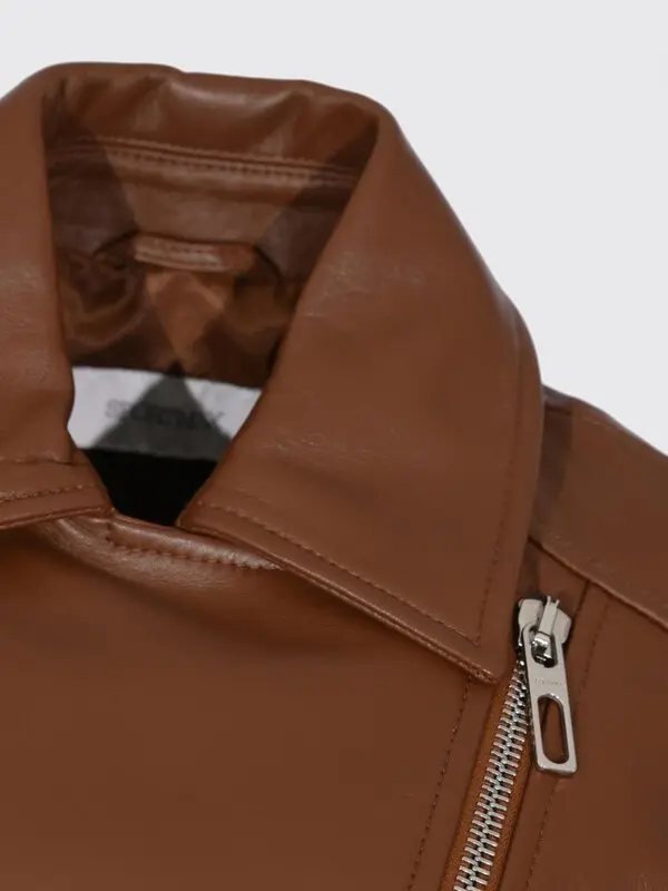 Sportmax Short Leather Jacket With Fringes And Asymmetrical Zip