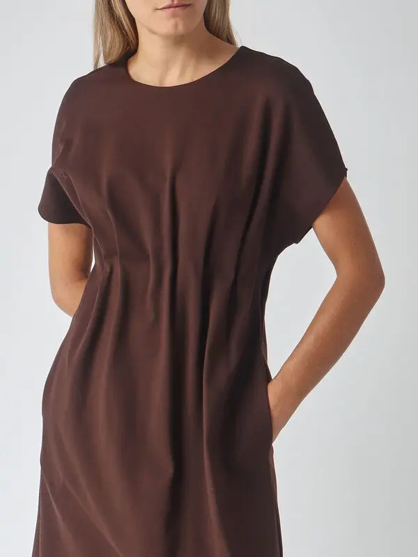 MEIMEIJ Flared Midi Dress In Viscose Blend With Short Sleeves And Crew Neck