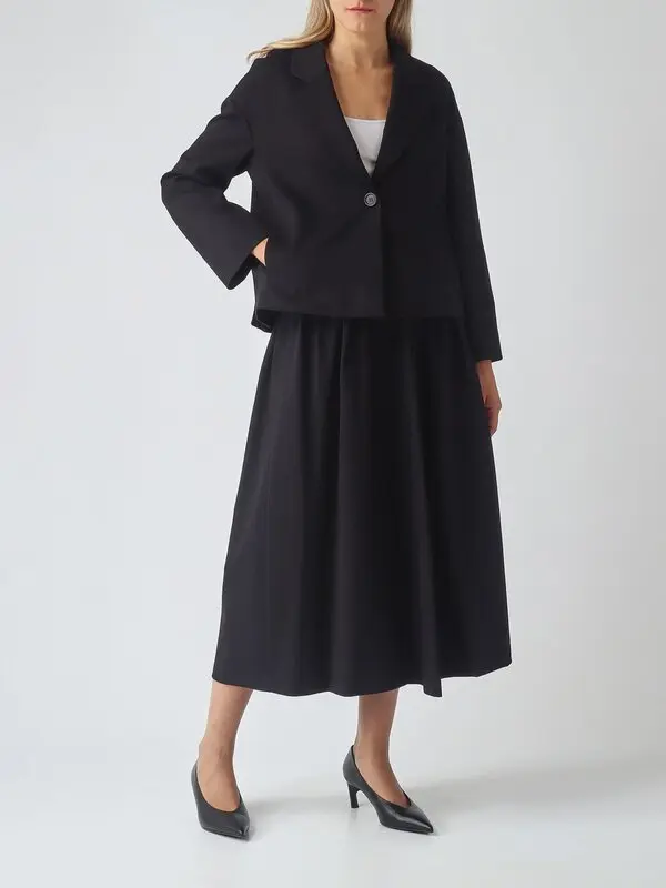 MEIMEIJ Flared Midi Skirt In Technical Crêpe With High Waist And Pockets