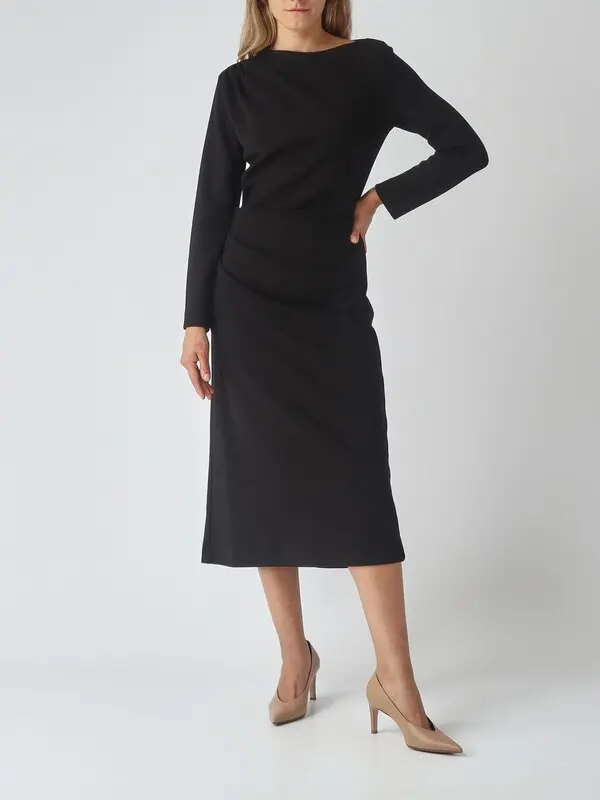 MEIMEIJ Draped Long-sleeved Crêpe Midi Sheath Dress