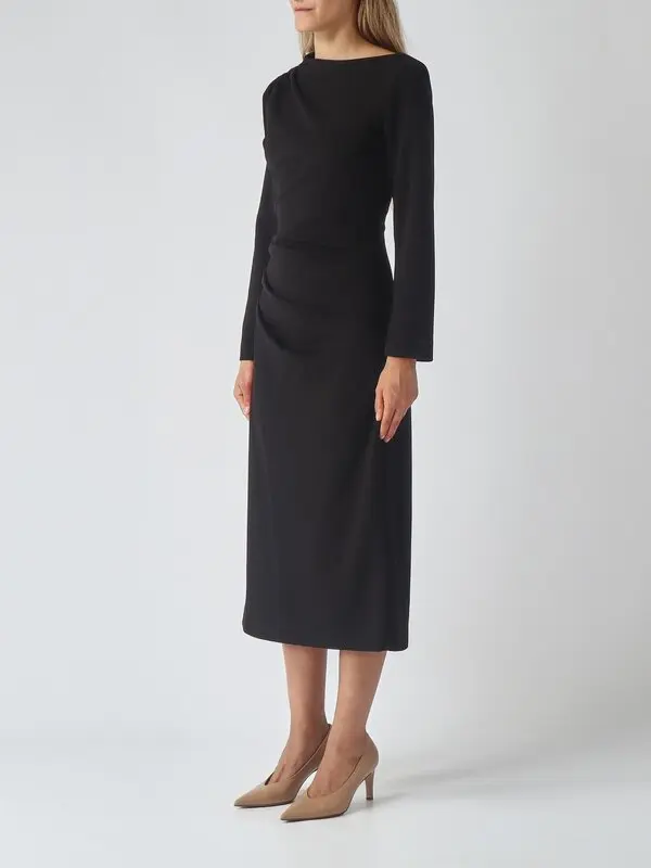 MEIMEIJ Draped Long-sleeved Crêpe Midi Sheath Dress