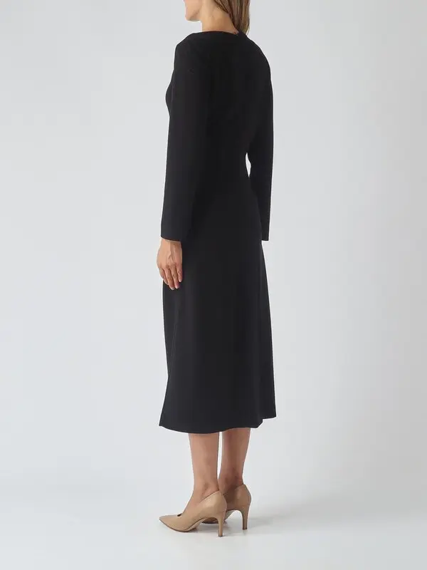MEIMEIJ Draped Long-sleeved Crêpe Midi Sheath Dress
