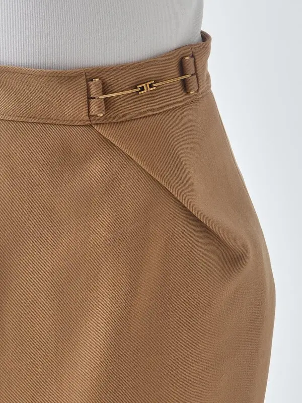 Elisabetta Franchi High-waisted Virgin Wool Mini Pencil Skirt