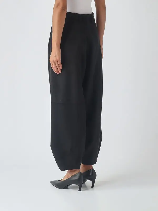 MEIMEIJ High-waisted Wide-leg Trousers In Faux Suede With Belt Loops