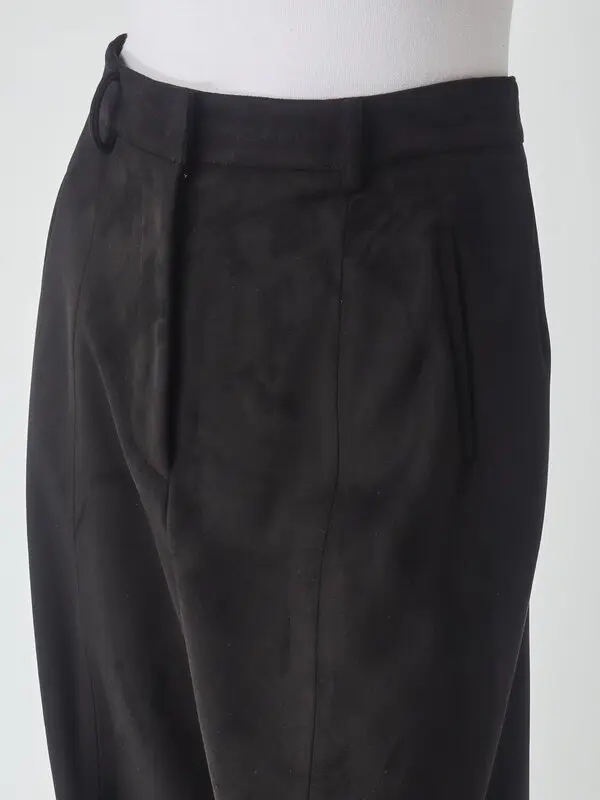 MEIMEIJ High-waisted Wide-leg Trousers In Faux Suede With Belt Loops