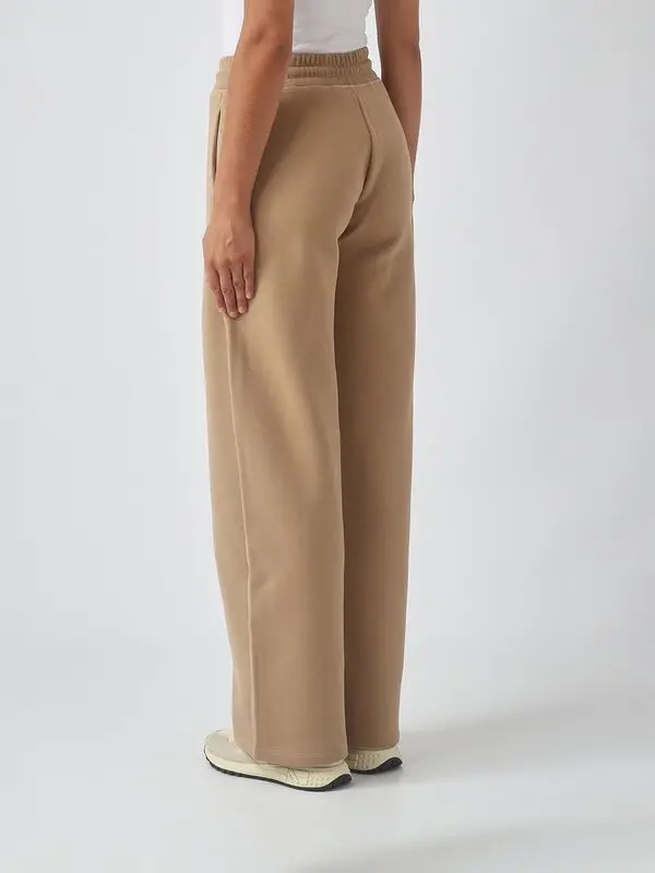 Max Mara High-waisted Wide-leg Joggers In Cotton Blend With Drawstring
