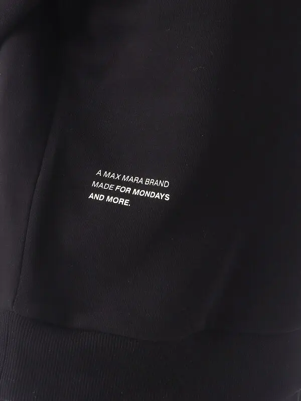 Max Mara Hoodie In Cotton Blend With Contrast Logo And Dropped Shoulders - Black