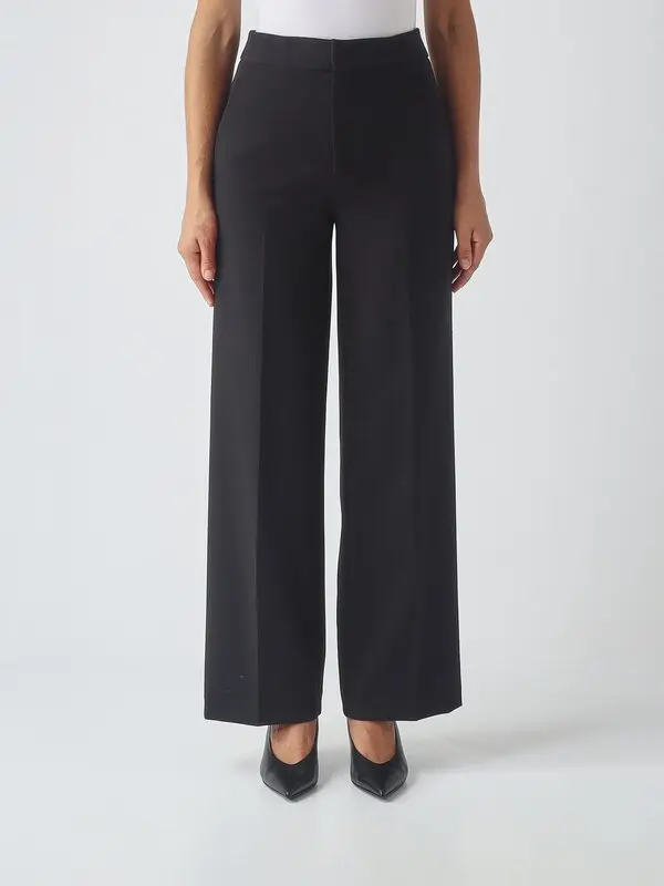 TWINSET High-waisted Wide Leg Viscose Blend Trousers - Black