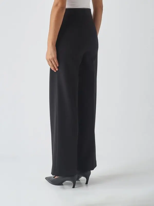 TWINSET High-waisted Wide Leg Viscose Blend Trousers - Black