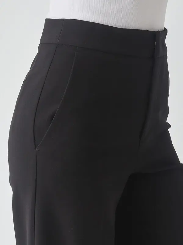 TWINSET High-waisted Wide Leg Viscose Blend Trousers - Black