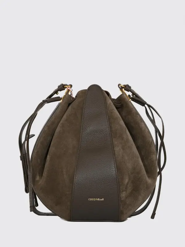 COCCINELLE Suede Leather Bucket Bag With Removable Shoulder Strap