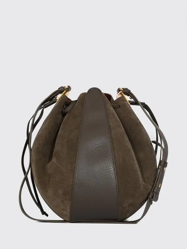 COCCINELLE Suede Leather Bucket Bag With Removable Shoulder Strap