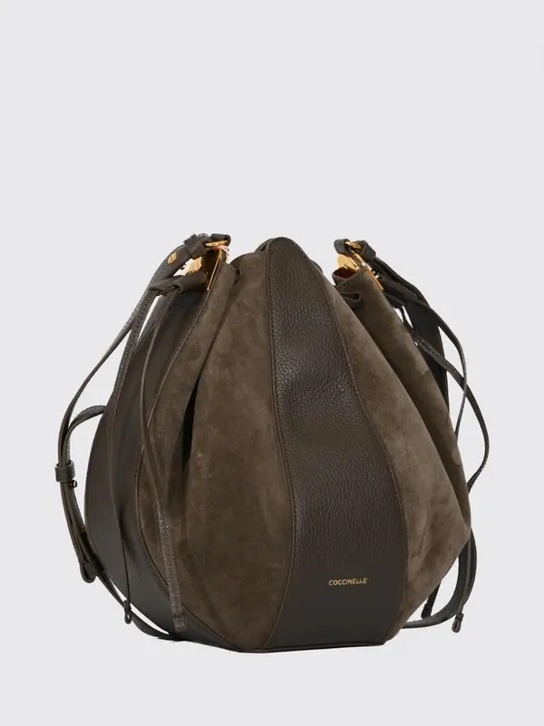 COCCINELLE Suede Leather Bucket Bag With Removable Shoulder Strap