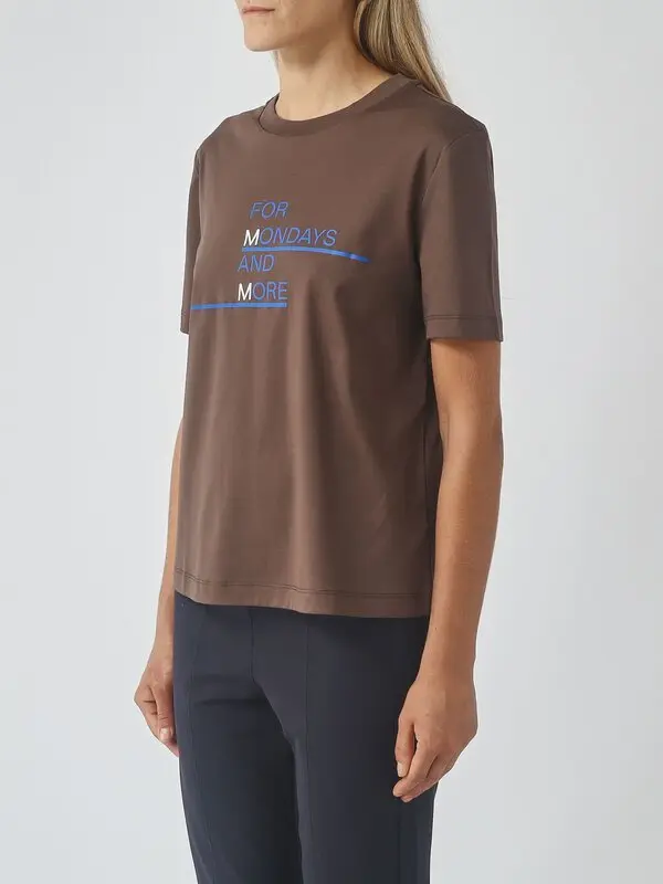 Max Mara Slogan Print Cotton T-shirt With Dropped Shoulders