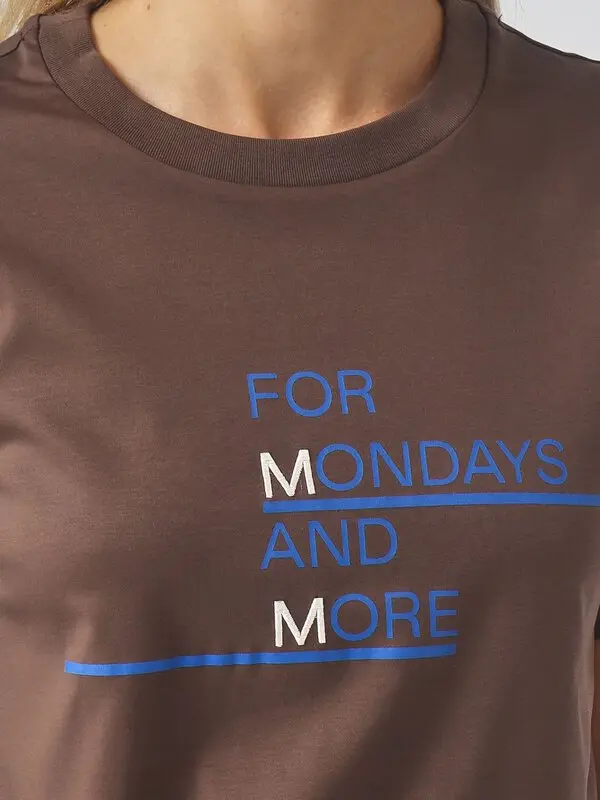 Max Mara Slogan Print Cotton T-shirt With Dropped Shoulders