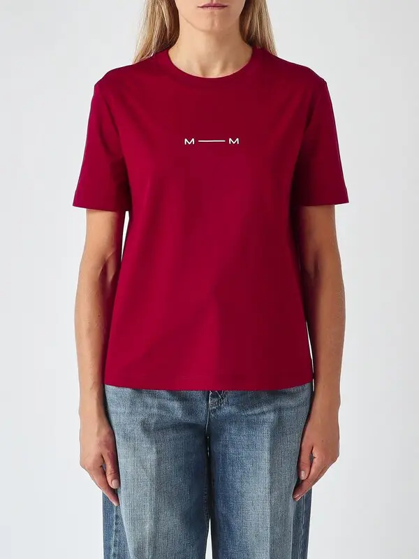 Max Mara Slogan Print Cotton T-shirt With Dropped Shoulders - Red