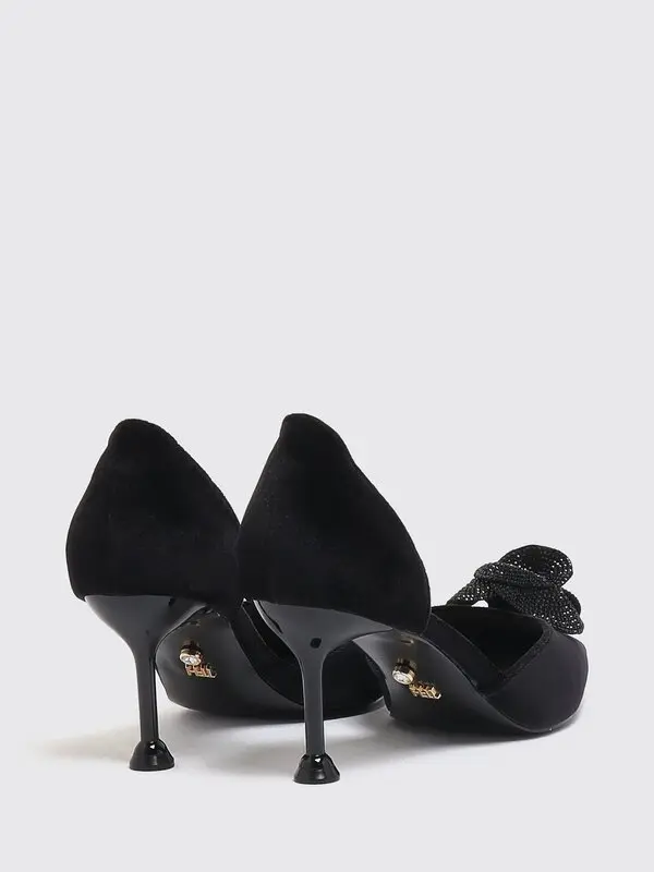 TWENTY FOURHAITCH Suede Faux Leather Pumps With Rhinestones And Stiletto Heel
